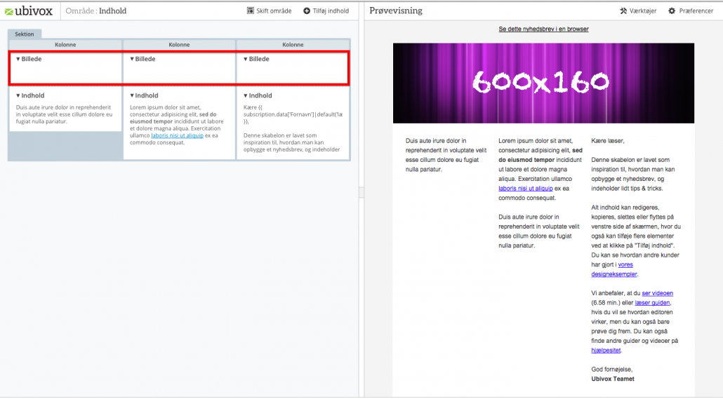 Lås bredden på en kolonne med transparente GIF’er – Ubivox Danmark Support
